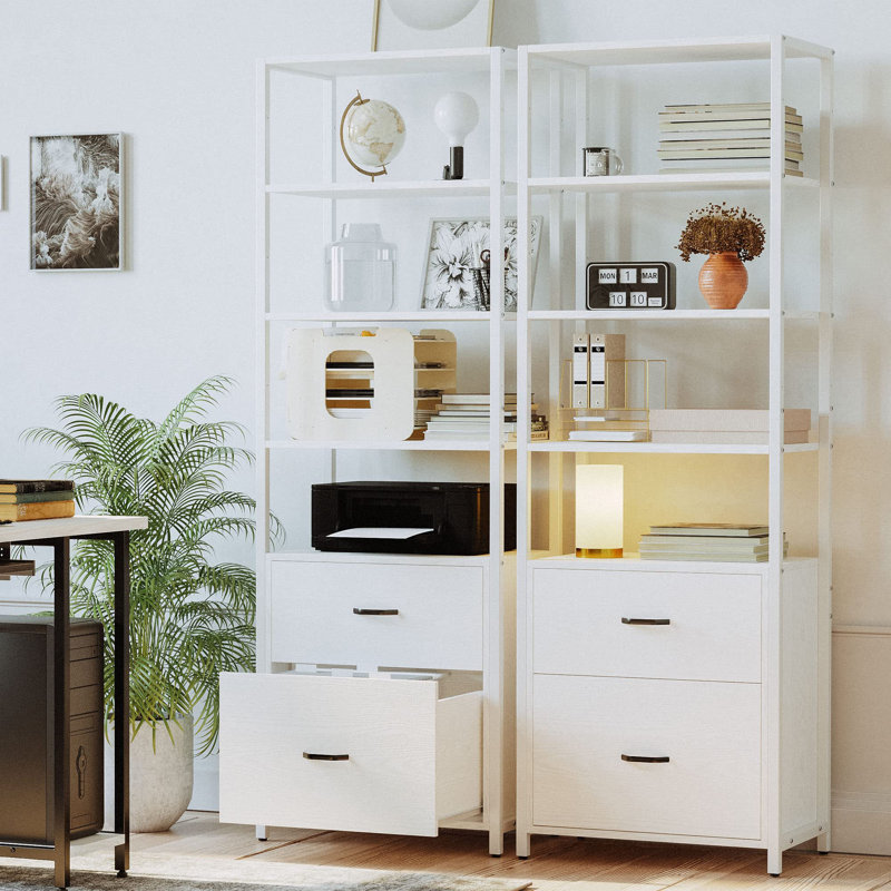 17 Stories 71.6 In Tall Industrial Bookcase With File Cabinet Drawers Reviews Wayfair